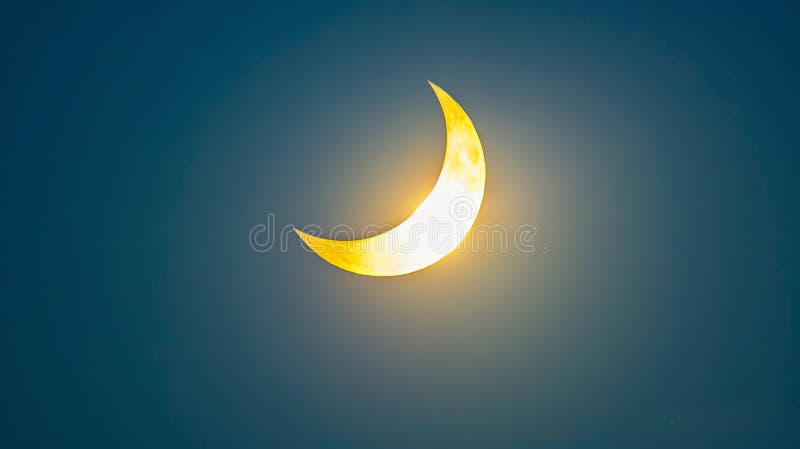 Dark Sky with a Bright Crescent Sun in a Partial Solar Eclipse. Concept ...