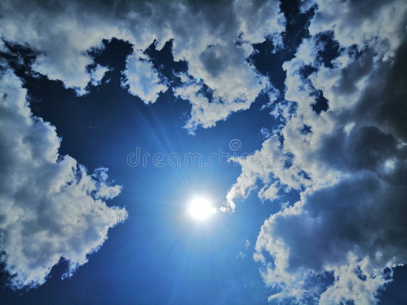 Dark Sky Clouds on Sunny Blue Sky Stock Image - Image of tree, sunlight ...