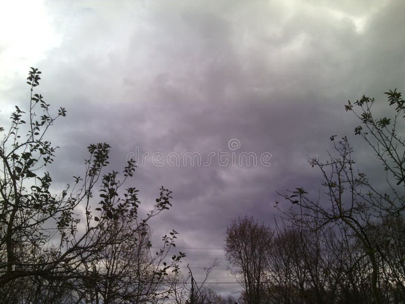Dark, Sky Cloudy. Dark Clouds. Forest. Autumn Day. Stock Photo - Image ...