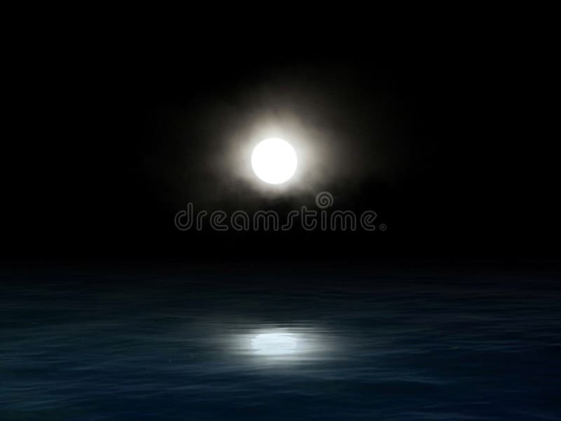 Dark Sky with Full Moon in Sea Reflection Stock Photo - Image of blue ...