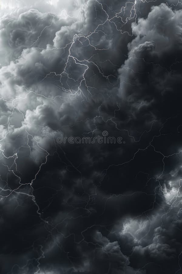 Dark Sky with Lightning Bolts and Clouds Stock Image - Image of ...