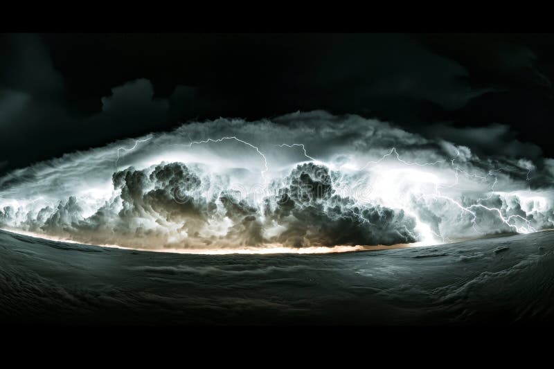 The Dark Sky is Lit Up by a Lightning Bolt during a Thunderstorm. Stock ...