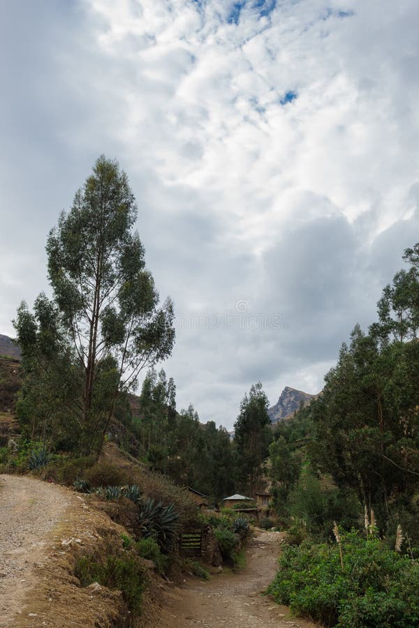 Dark Sky, Mountains and a Path. Stock Image - Image of clouds, land ...