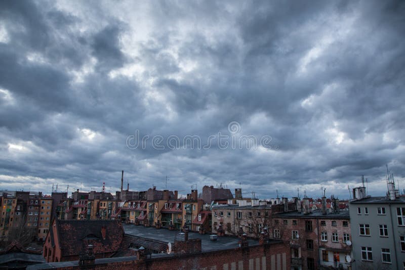 Dark sky over the city stock image. Image of gray, cloudscape - 52482283