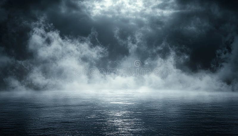Dark Sky Over Water, Ominous Clouds Reflect Beauty Generated by AI ...
