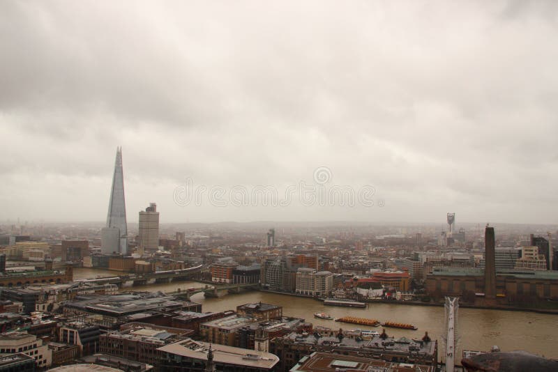 Dark Sky and Rain Over Wet London Panorama View Stock Photo - Image of ...
