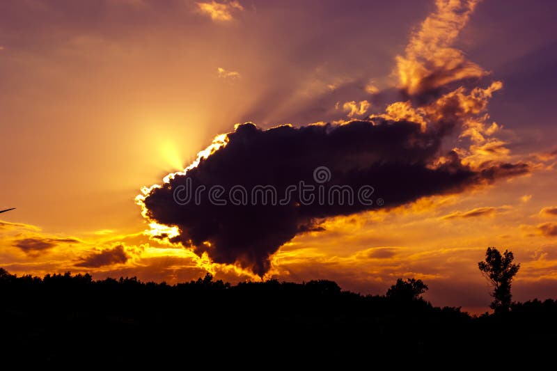 Dark Sky with Storm Clouds during Sunset Stock Image - Image of light ...