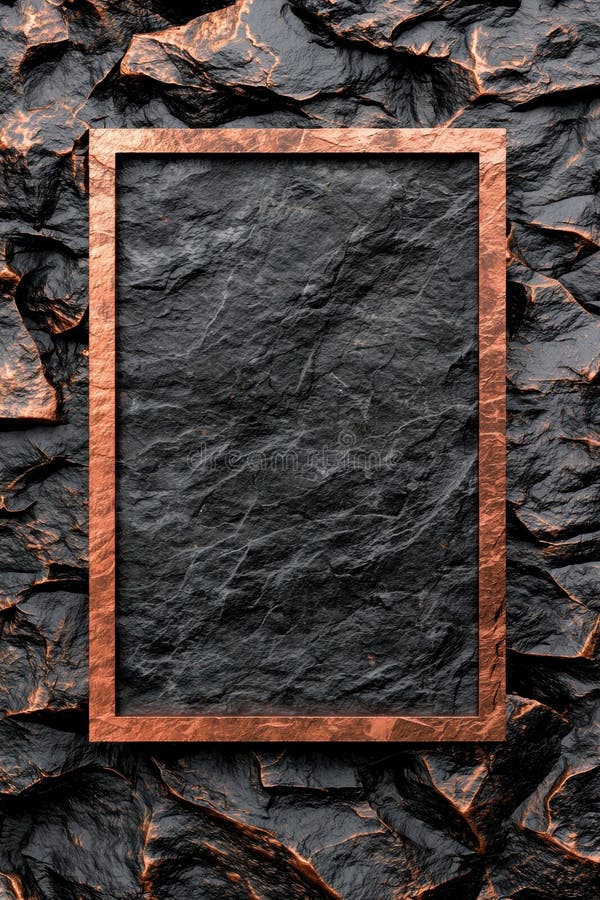 Dark Slate Rock Background with Copper Frame Stock Illustration ...