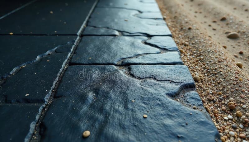 Dark Slate Rubber Flooring, Pebbled Texture Mimicking Sandy Beach ...