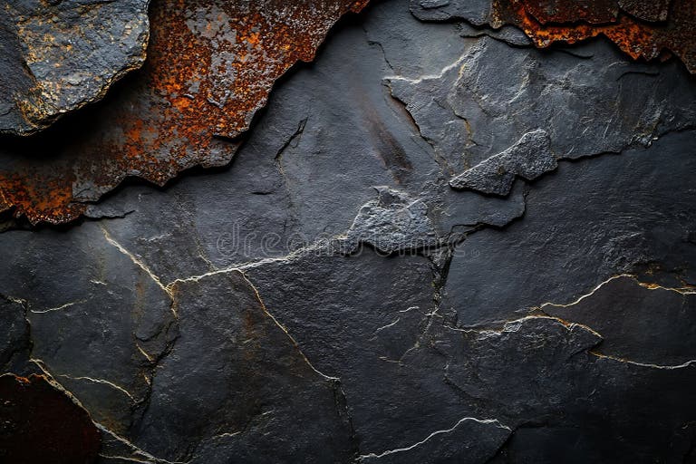Dark Slate Stone Texture with Rust Overlay Abstract Background Design ...