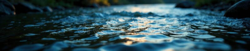 Dark, Slow Moving River, High Contrast Ripples, Close Up, Element ...