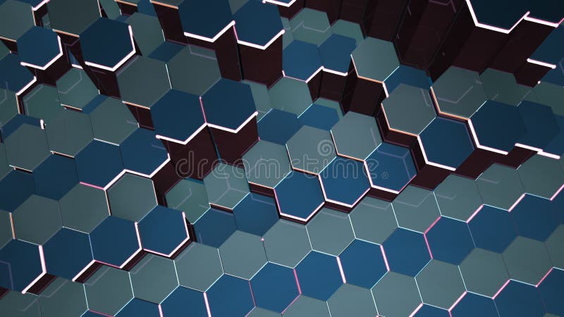 Dark Small Black Hex Grid Pattern and Neon Light Stock Video - Video of ...