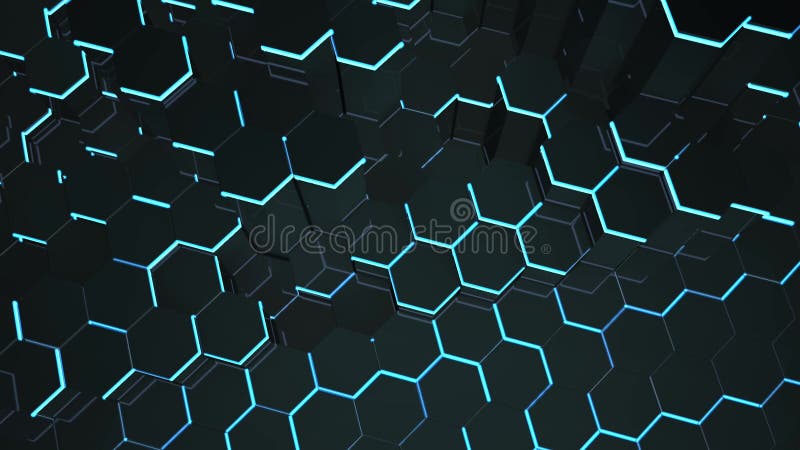 Dark Small Black Hex Grid Pattern and Neon Light Stock Video - Video of ...