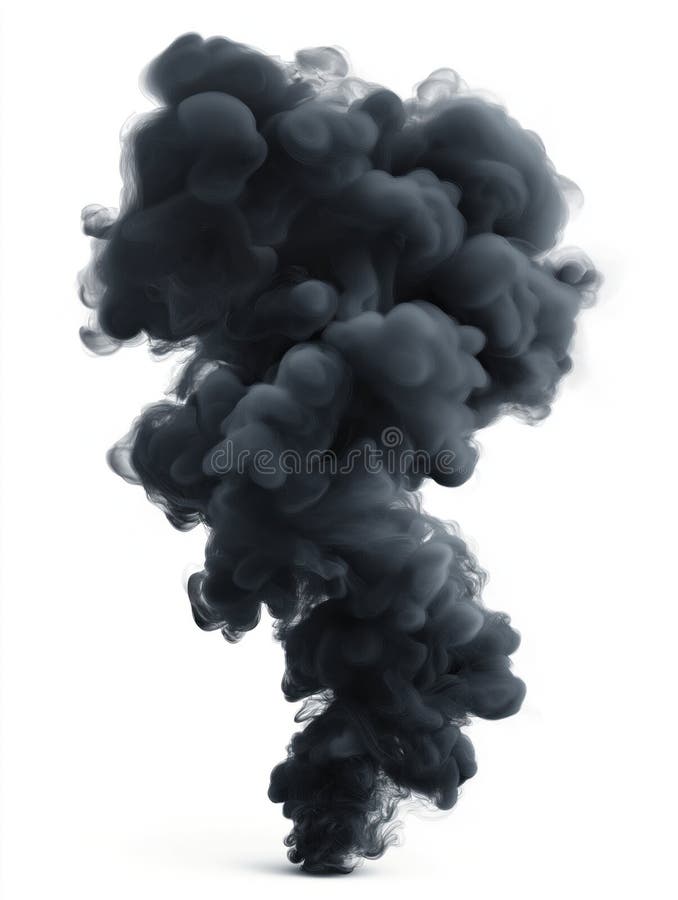 Dark Smoke Clouds Float Isolated on White Background. Abstract Design ...