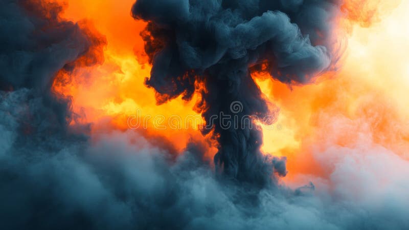 Dark Smoke and Orange Fire Clouds Stock Illustration - Illustration of ...