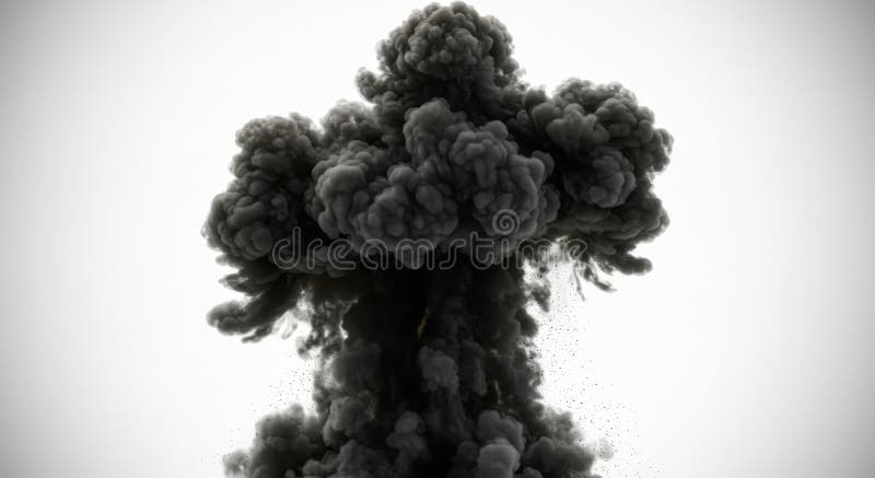 Dark Smoke Plume Explosion a Dramatic of a Large Dark Grey Smoke Plume ...