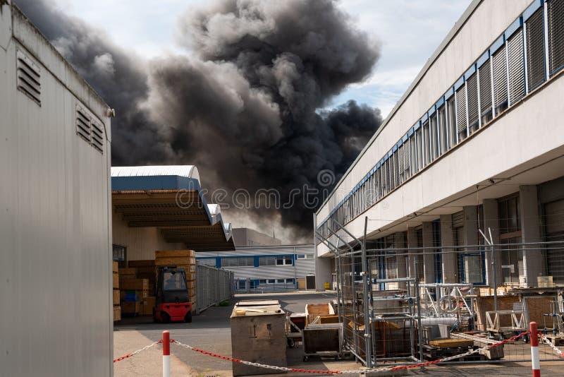 Dark Smoke in the Sky in Daylight from the Factory Fire Stock Image ...