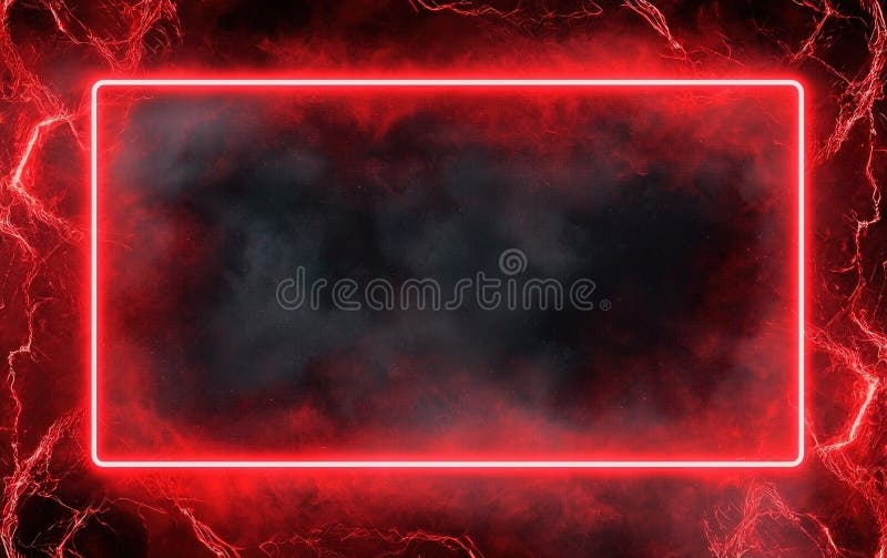 Dark Smoky Background Illuminated with a Vibrant Red Neon Frame ...