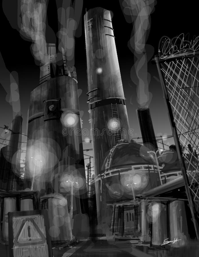 Polluted Dark Smoky Industrial Factory Illustratio Stock Illustration ...