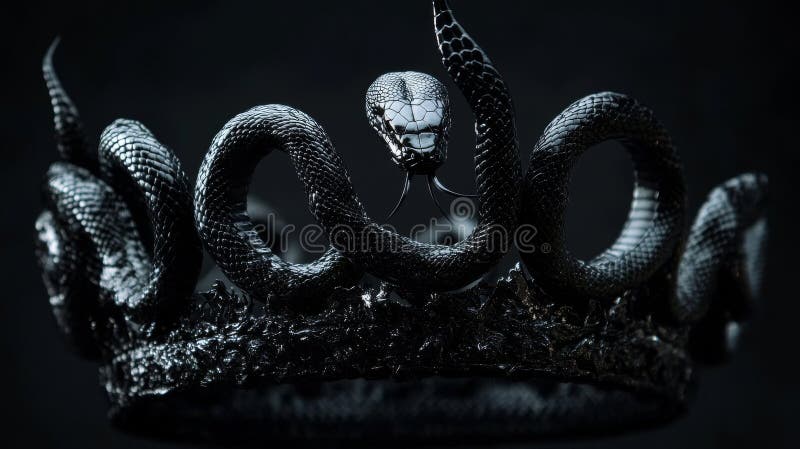 Dark Snake Crown with a Coiled Serpent in a Dramatic Composition Stock ...
