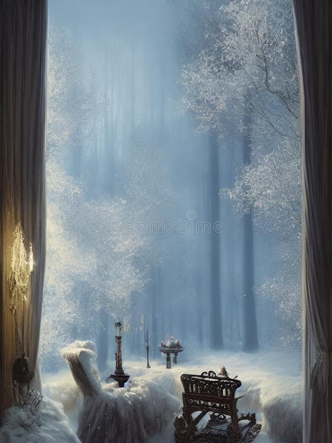 A Dark Snowy Morning in the Forest. Stock Photo - Image of snowy, tools ...