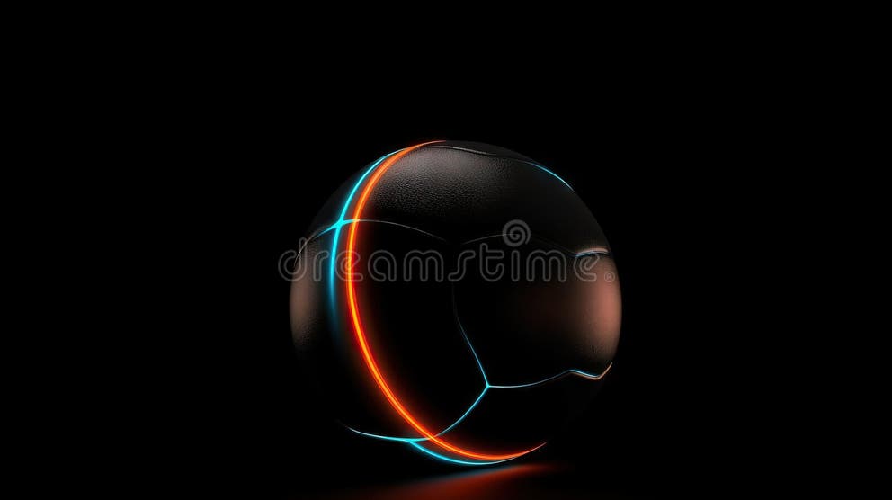 Dark Soccer Ball with Fire Effect. Generative AI Stock Image - Image of ...