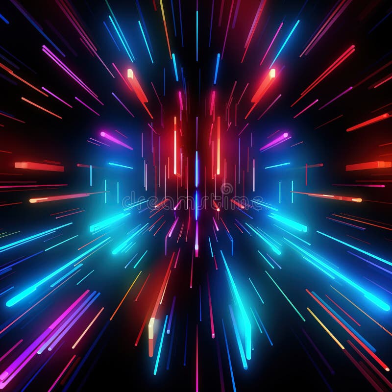 Dark Space Background with Multi-colored Neon Glowing, Moving Lines ...