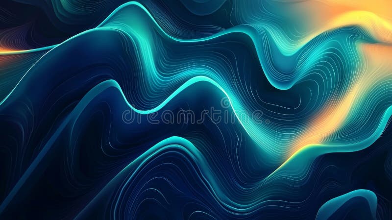 In a Dark Space, Glowing Multicolored Digital Lines Form Abstract Neon ...