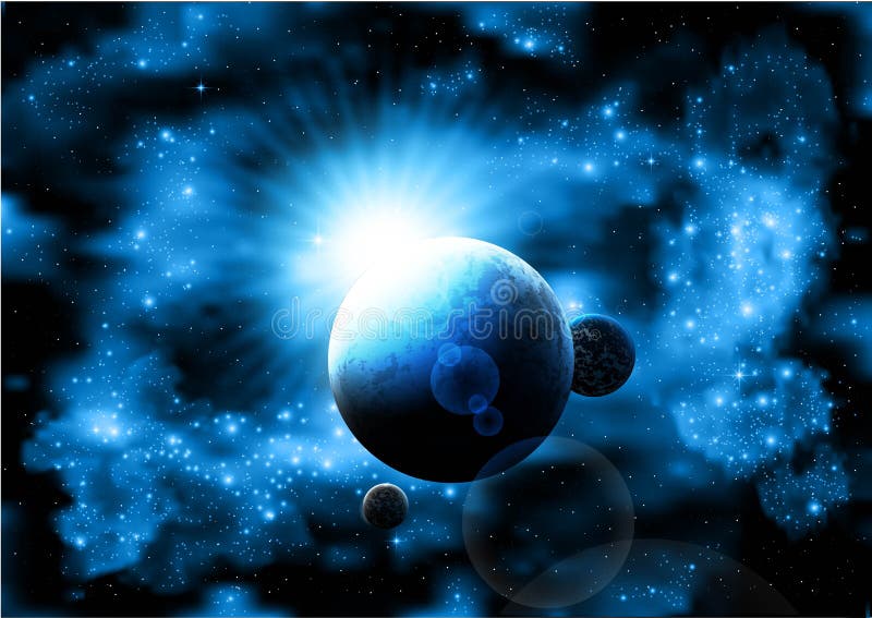 Dark Space Planet Vector Background. Sunrise in Space Stock Vector ...