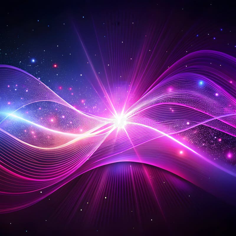 Dark Space Theme with Radiant Magenta and Violet Light Waves Stock ...