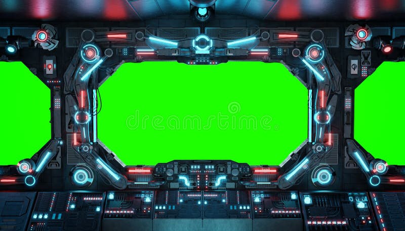 Dark Spaceship Interior with Isolated Window. Futuristic Spacecraft ...