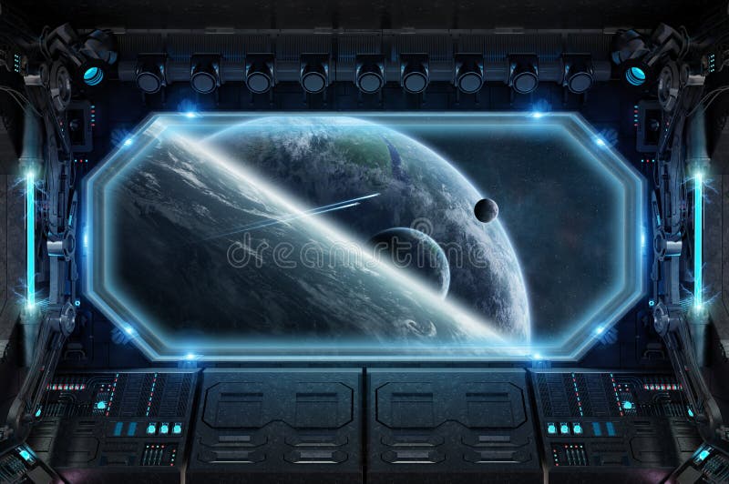 Spaceship Interior Large Window Stock Illustrations – 313 Spaceship ...