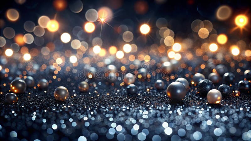 Dark Sparkle Elegant Gray and Black Spheres on Glittering Surface with ...