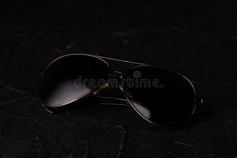 Dark Spectacles Isolated on Black Baclground. Stock Image - Image of ...