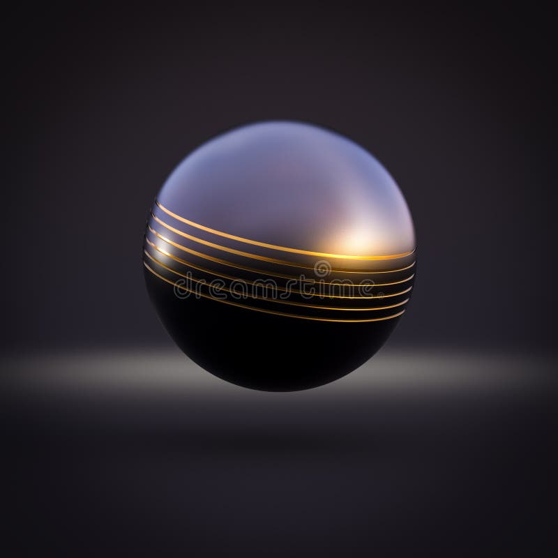 Dark Sphere with Gold Inserts Stock Illustration - Illustration of ...