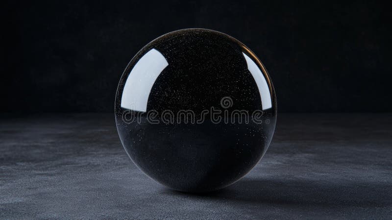 A Dark Sphere with Light Reflections on a Dark Surface. Stock ...