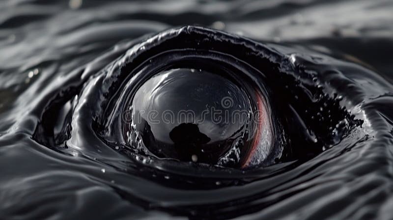 Dark Sphere Sinking in Oily Water, Ripples, Abstract Stock Image ...