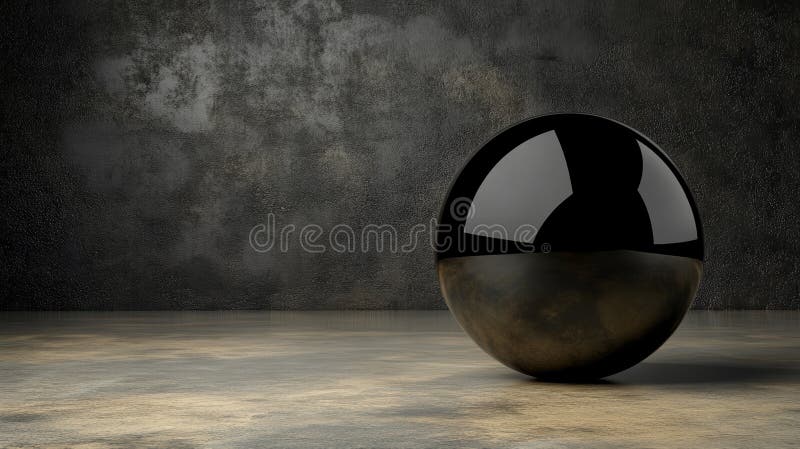 A Dark Sphere on Textured Concrete Surface, Study in Contrast, Form ...