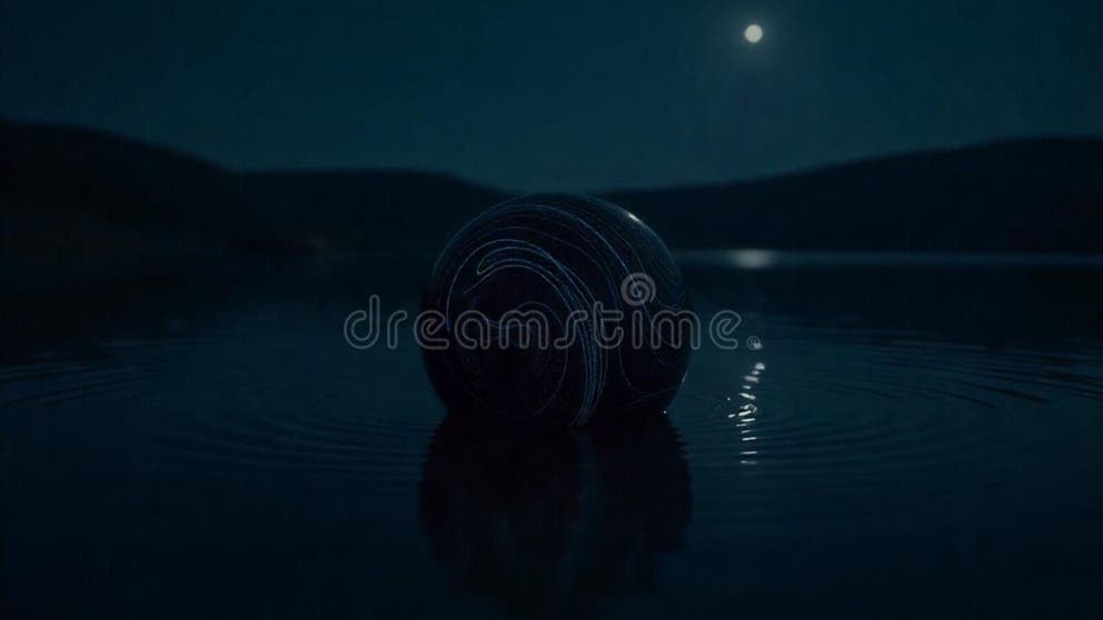 A Dark Spherical Object with Abstract Wavy Lines Stock Illustration ...