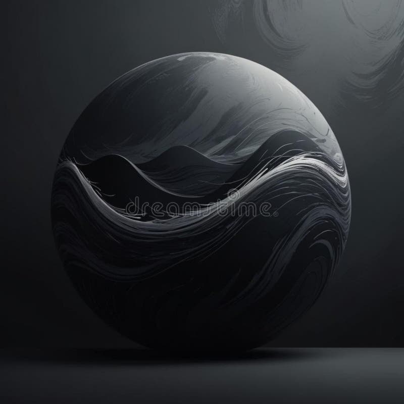 A Dark Spherical Object with Abstract Wavy Lines and Patterns Stock ...