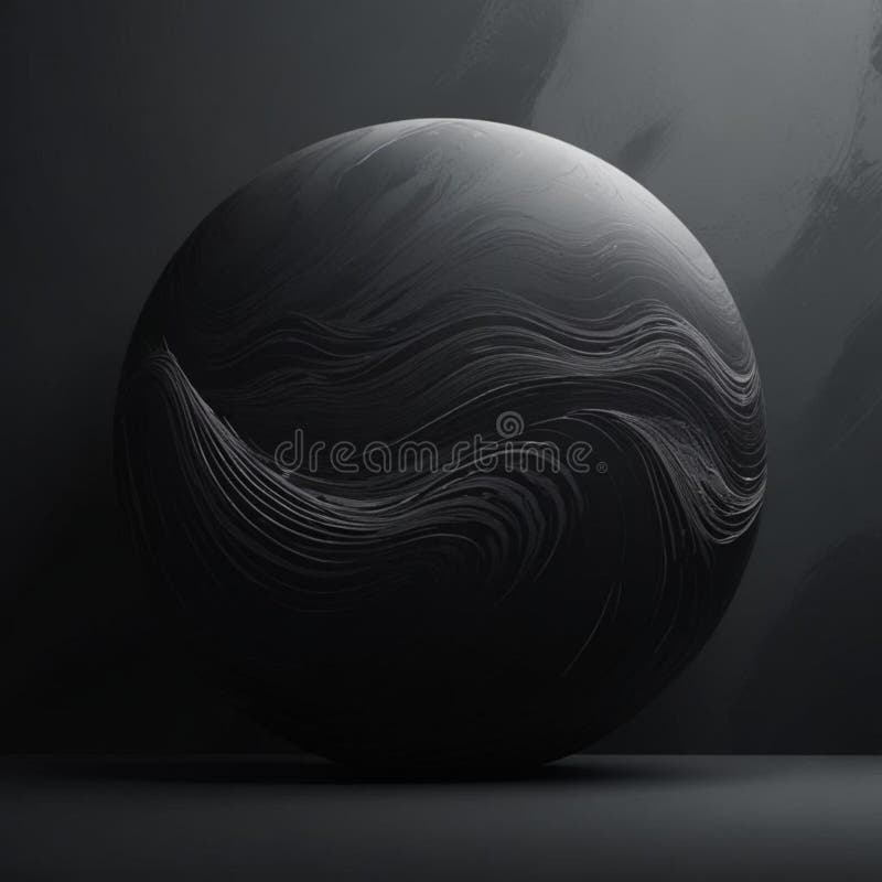 A Dark Spherical Object with Abstract Wavy Lines and Patterns Stock ...