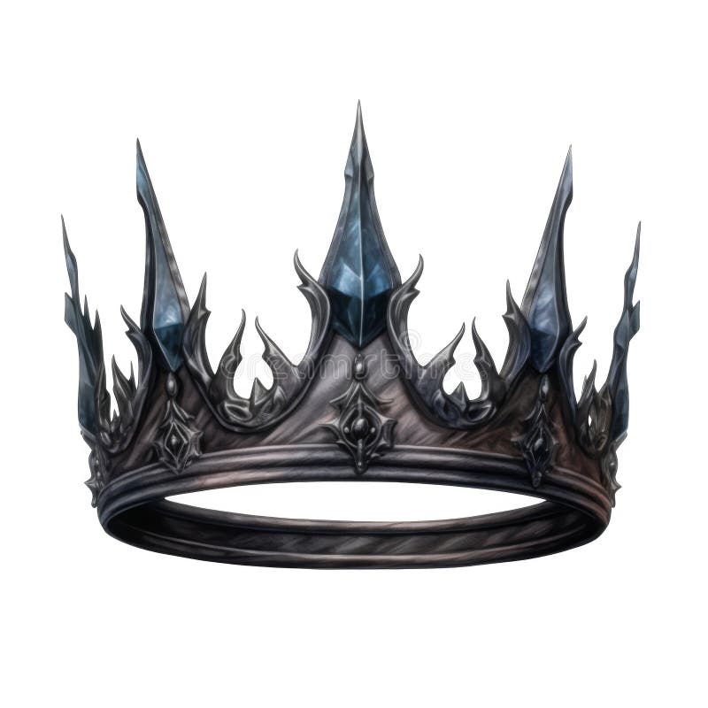 A Dark and Spiked Crown with Blue Gemstones Stock Image - Illustration ...