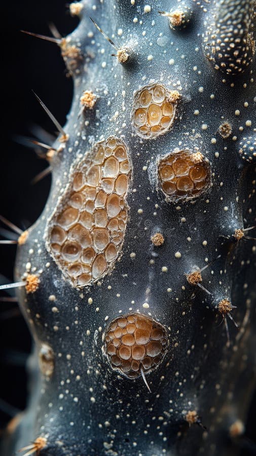 Dark Spiny Cactus with Golden Honeycomb-like Patterns Stock Image ...