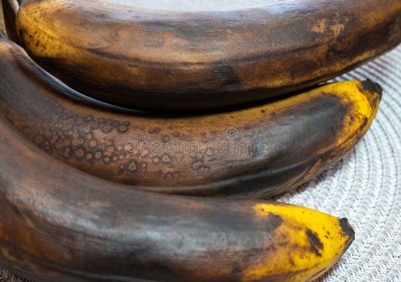 Dark and Spoiled Banana on the Table. Rotten Fruit Stock Image - Image ...
