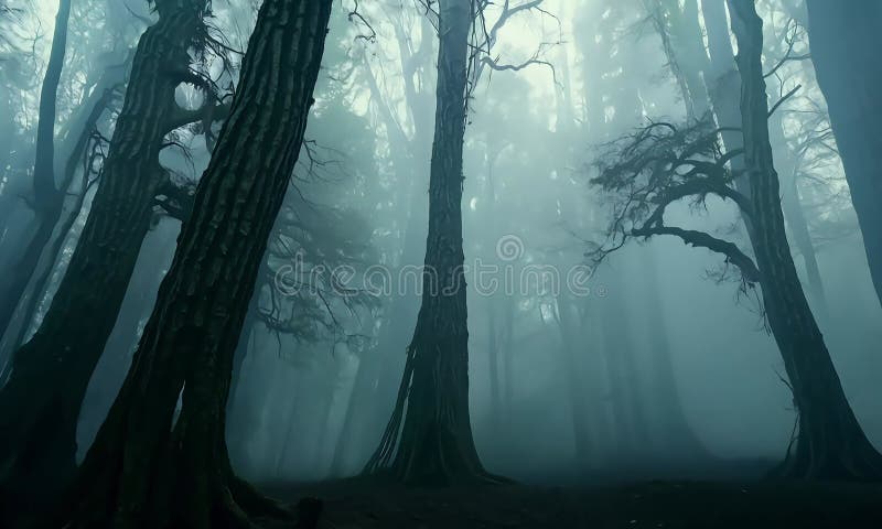 Dark and Spooky Forest Trees and Fog Stock Footage - Video of nightmare ...
