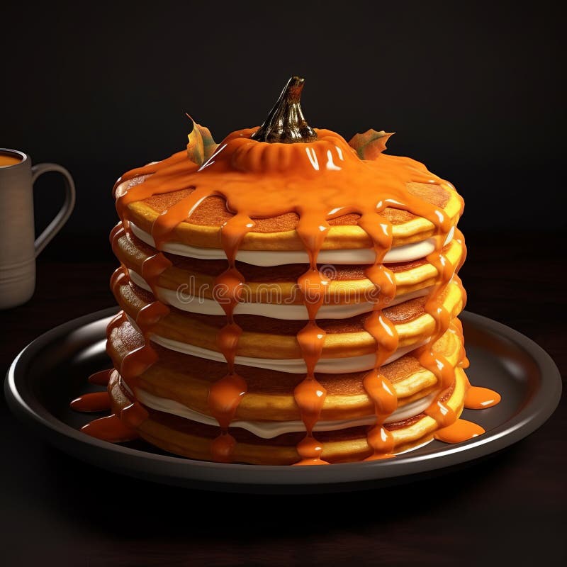 Dark and Spooky Pumpkin Pancake 3d Render with Realistic Porcelain ...