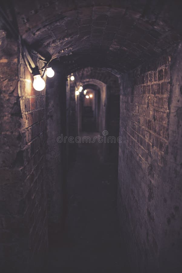 Dark Spooky Tunnel with Power Lines, Noise Stock Image - Image of life ...