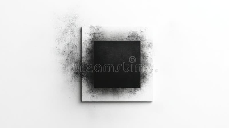 Abstract Black Square Artwork with Faded Edges on White Background ...