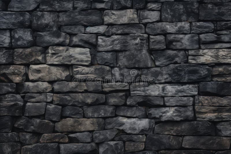Dark Stacked Stones Crafted into a Solid and Aesthetic Wall Structure ...