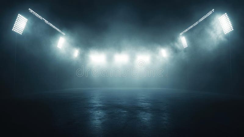Dark Stadium Stage Lights Smoke Background Stock Illustration ...